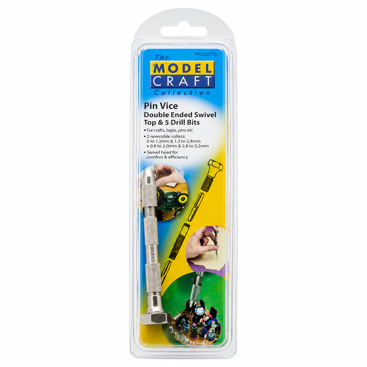 Modelcraft Pin Vice Double-Ended Swivel Top with 5 Drill Bits ...
